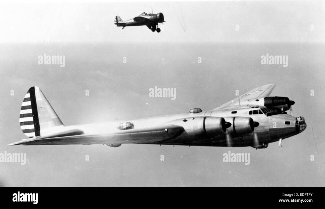 This image features a Boeing XB-15 bomber alongside a P-26 fighter. The ...