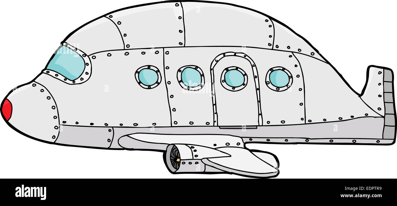 Isolated single hand drawn cartoon passenger plane Stock Photo - Alamy