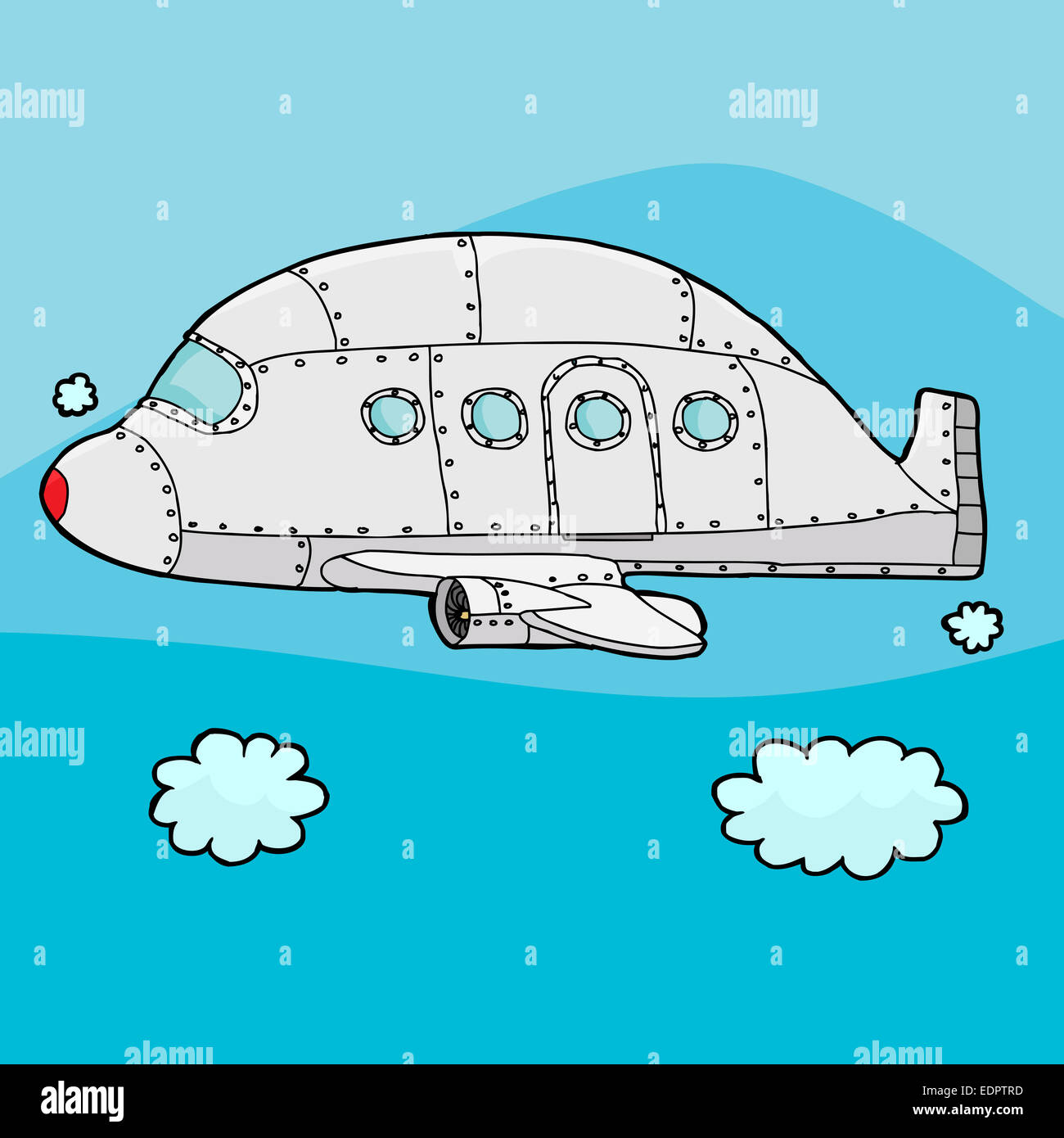 Single empty cartoon airplane above the clouds Stock Photo - Alamy