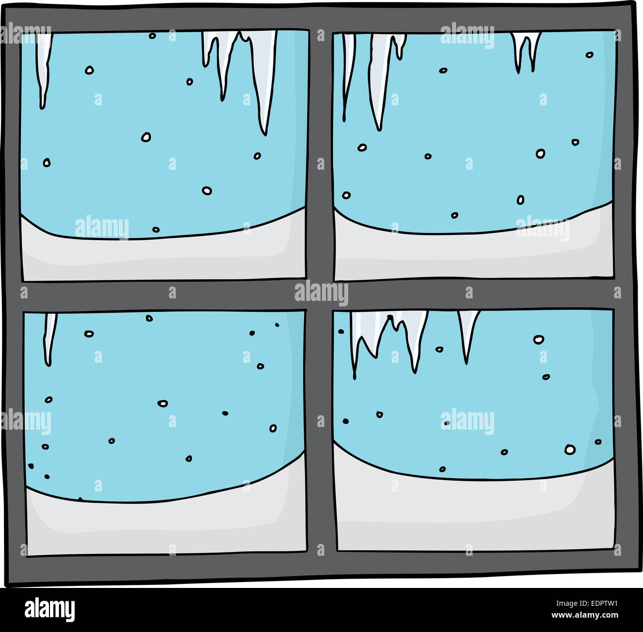 Snow and ice forming over window frame Stock Photo - Alamy