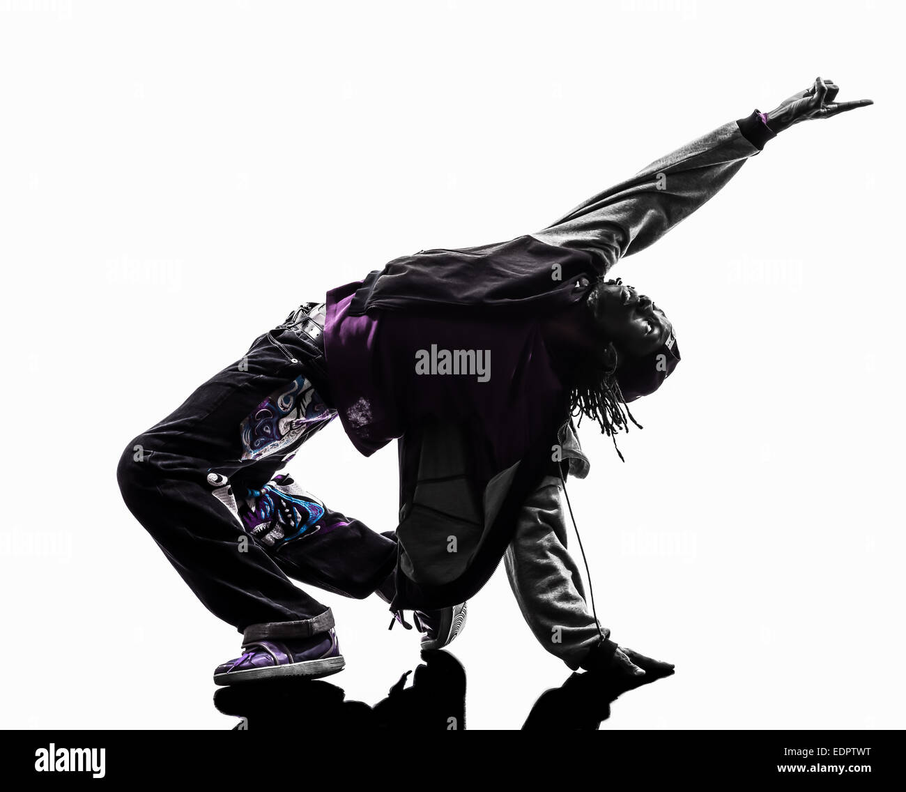 one hip hop acrobatic break dancer breakdancing young man silhouette ...
