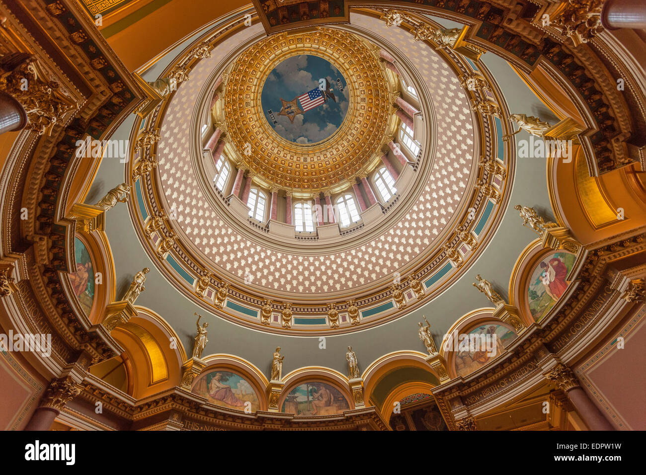 Iowa State Capitol dome viewed from the inside. Des Moines, Iowa Stock ...