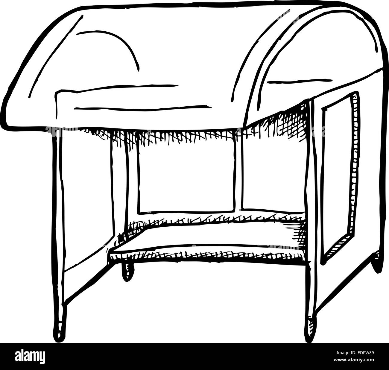 Outline sketch of isolated glass bus stop shelter Stock Photo - Alamy