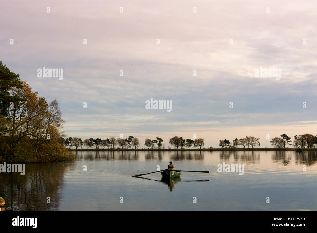 monikie reservoir country park rowing boat fishery Stock Photo - Alamy