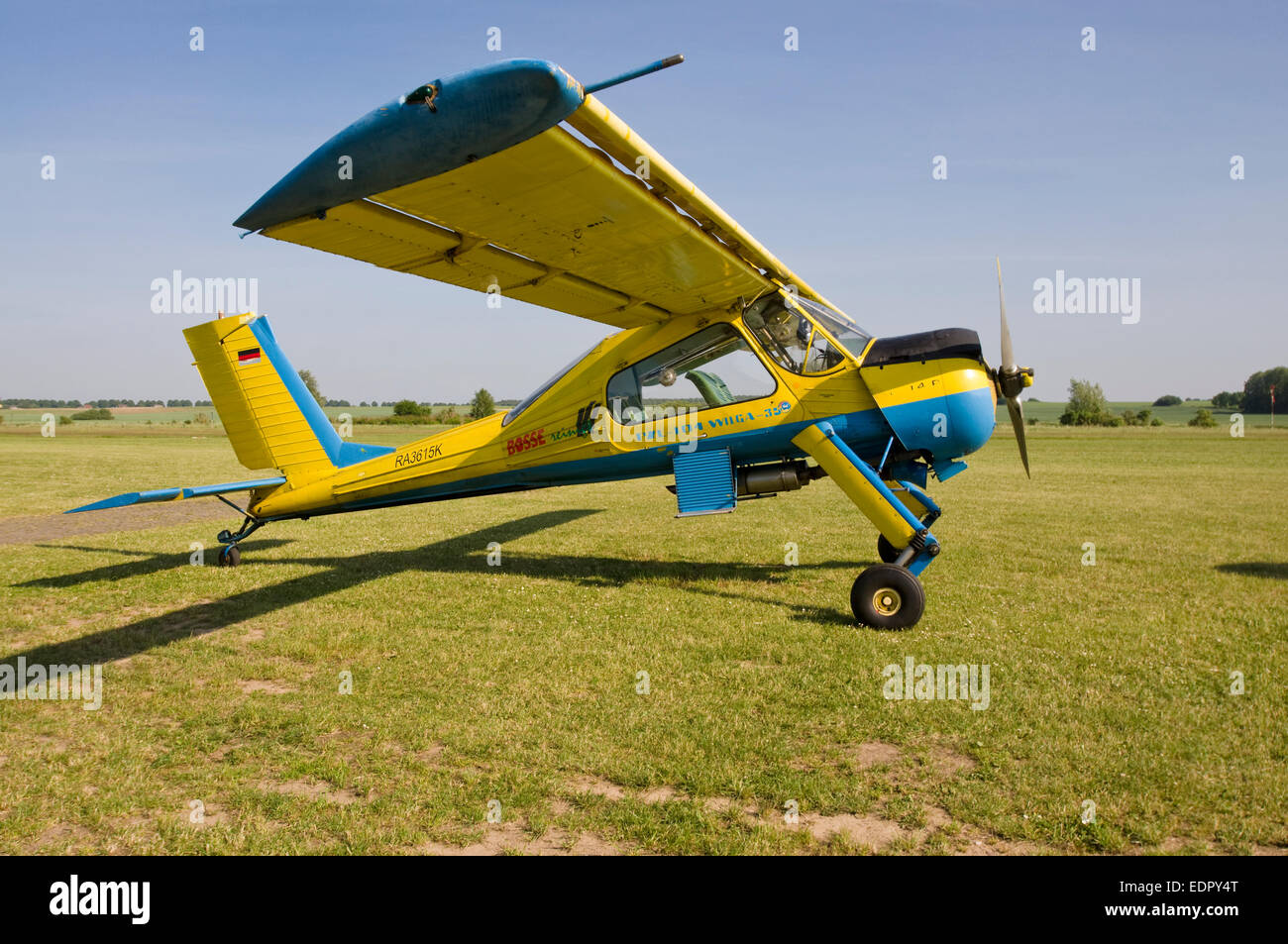 Wilga 35 - PZL 104 Polish light airlplane blue-yellow in bright ...