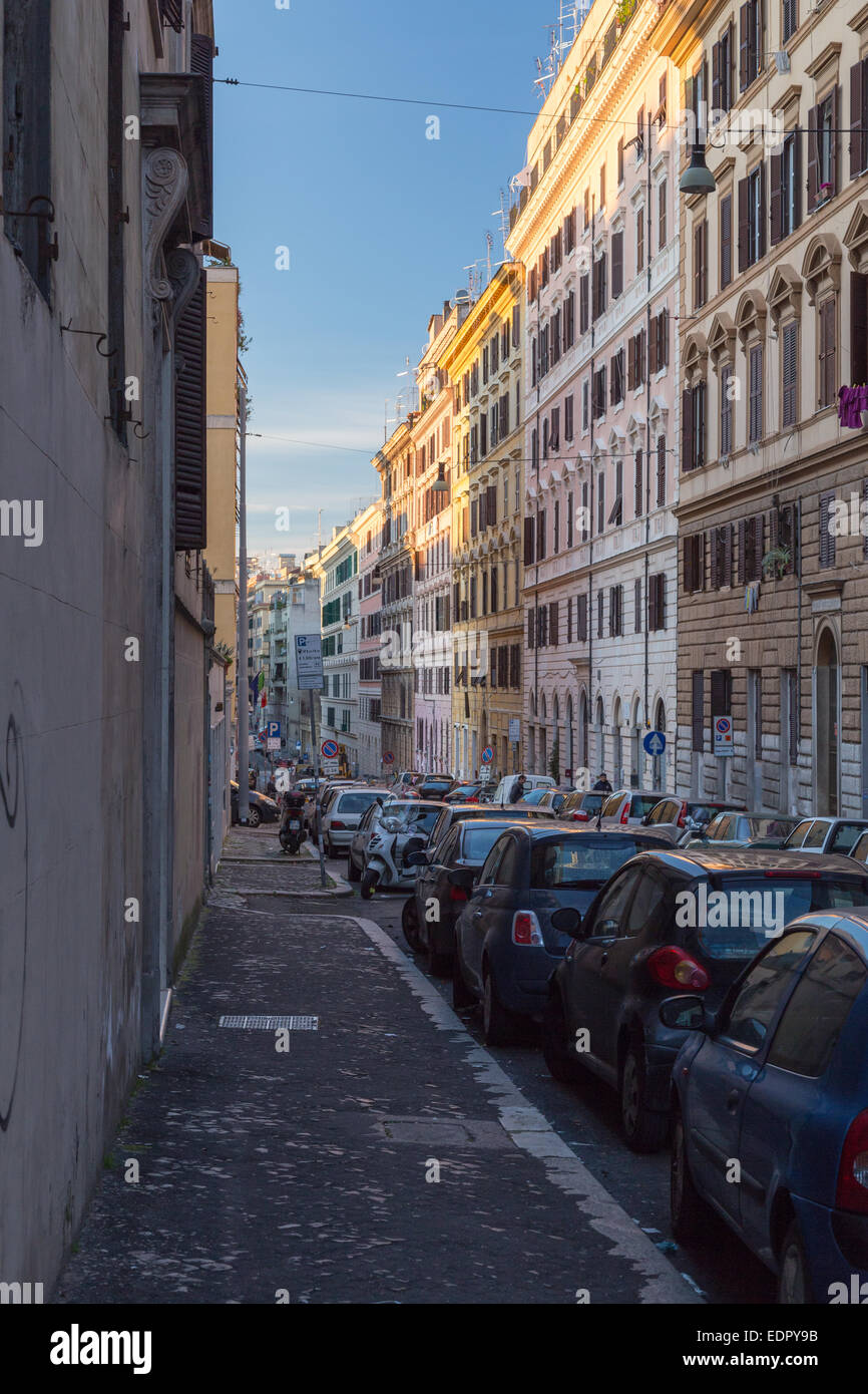 Typical city street in Rome, Italy on March 6, 2014 Stock Photo - Alamy