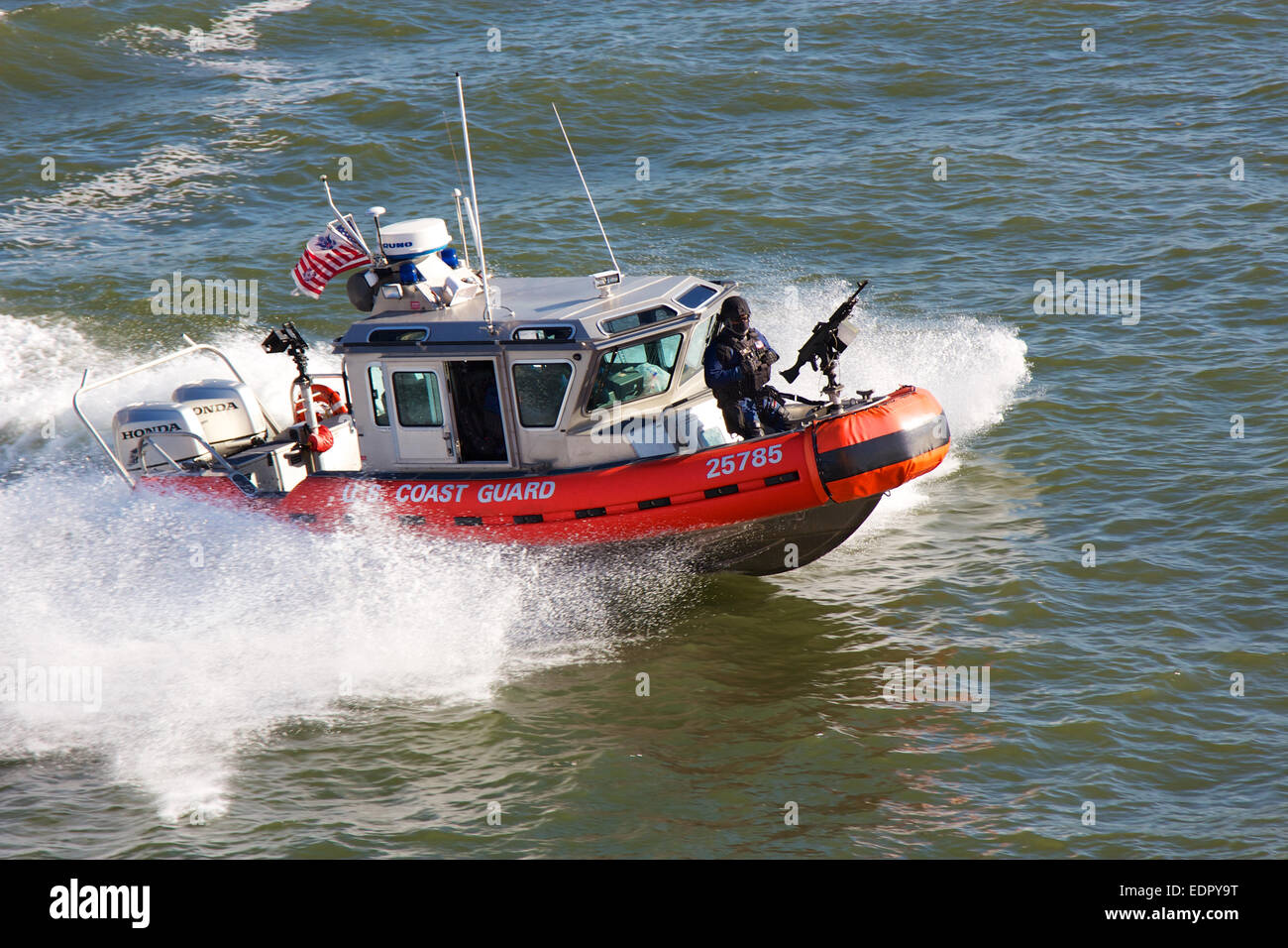 NEW YORK, NY, USA - NOVEMBER 21, 2012: United States Coast Guard boat ...