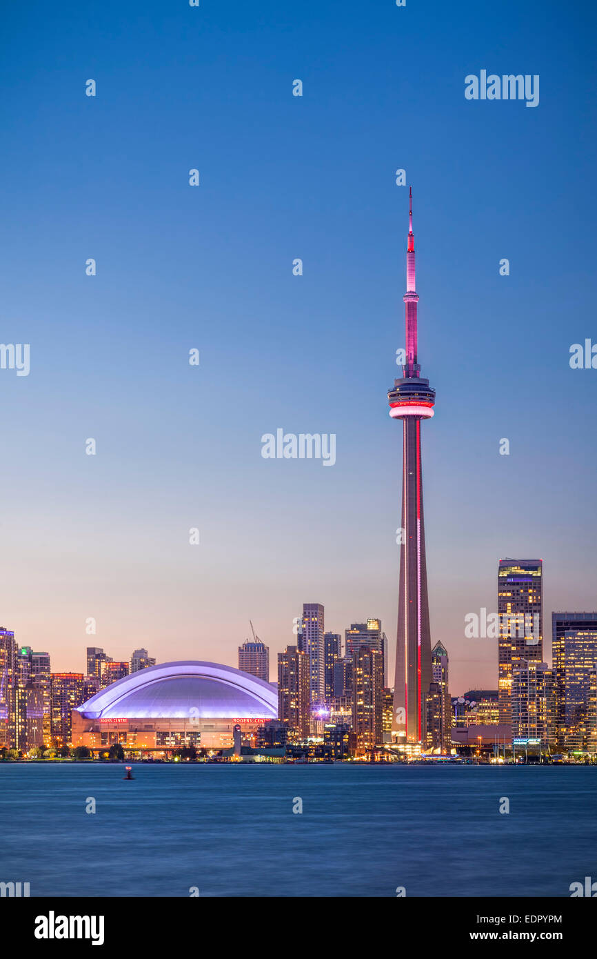 CN Tower and skydome at night. Toronto, Canada Stock Photo - Alamy