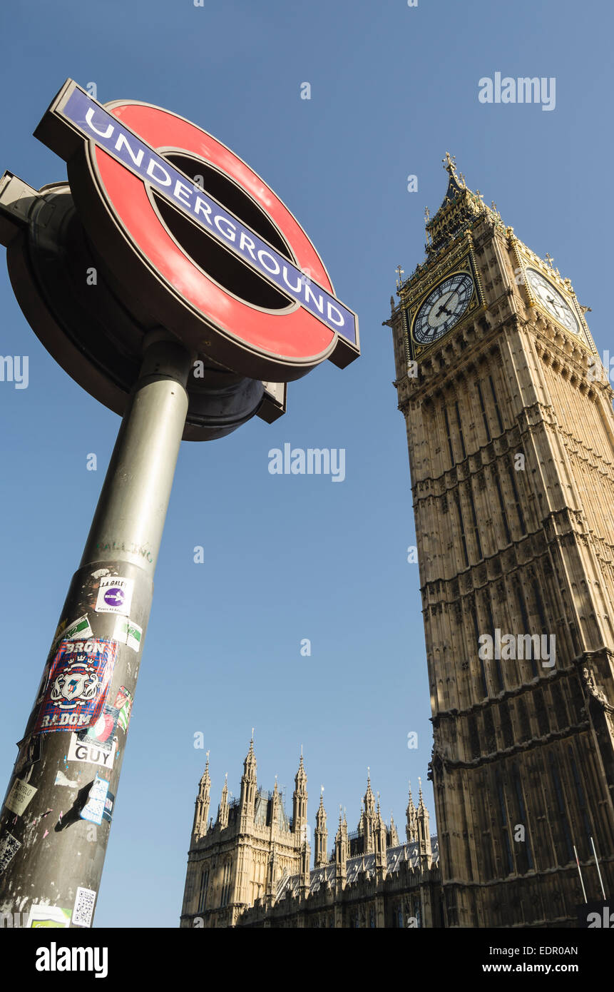 Underground Sign and Big Ben Stock Photo - Alamy