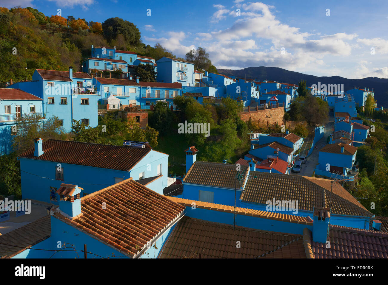Juzcar, Genal Valley, Genal river valley, Serrania de Ronda. Smurfs ...