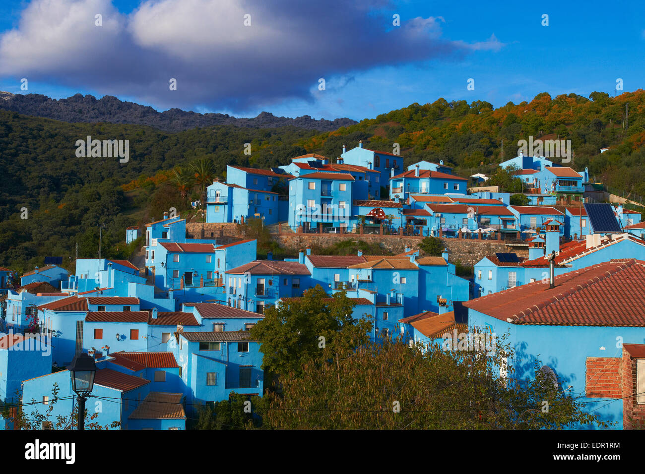 Juzcar, Genal Valley, Genal river valley, Serrania de Ronda. Smurfs ...