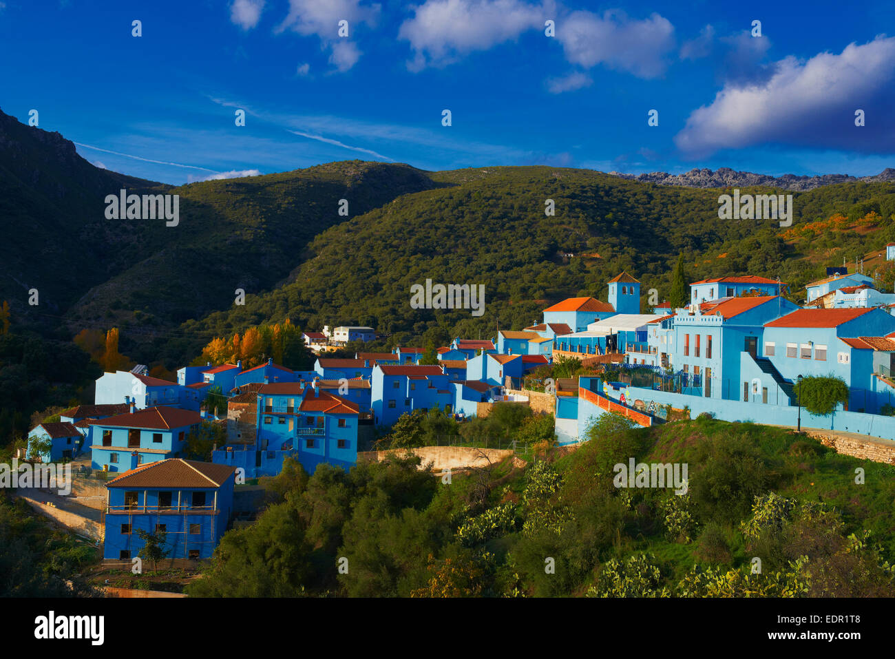 Juzcar, Genal Valley, Genal river valley, Serrania de Ronda. Smurfs ...