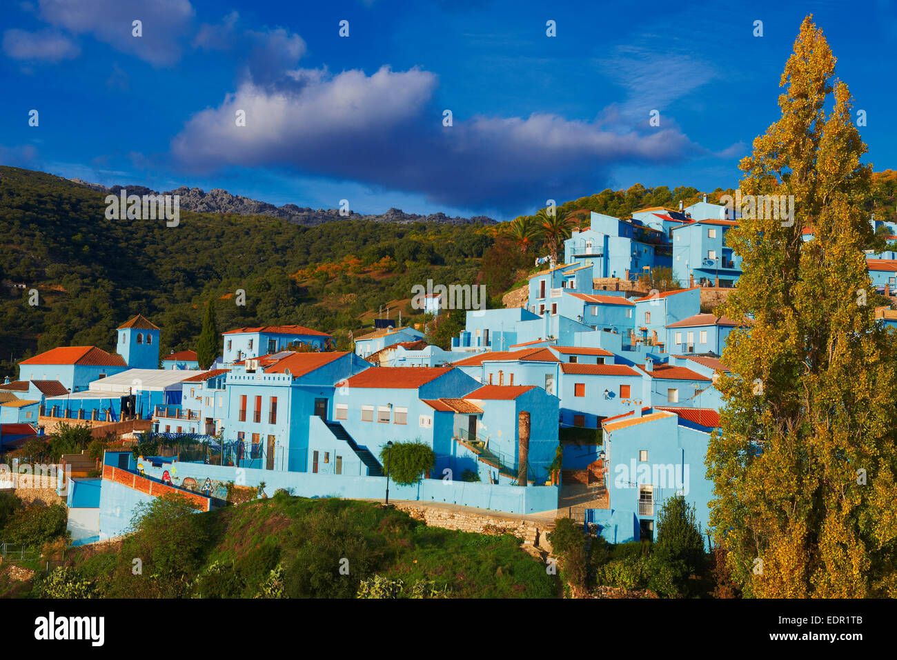 Juzcar, Genal Valley, Genal river valley, Serrania de Ronda. Smurfs ...