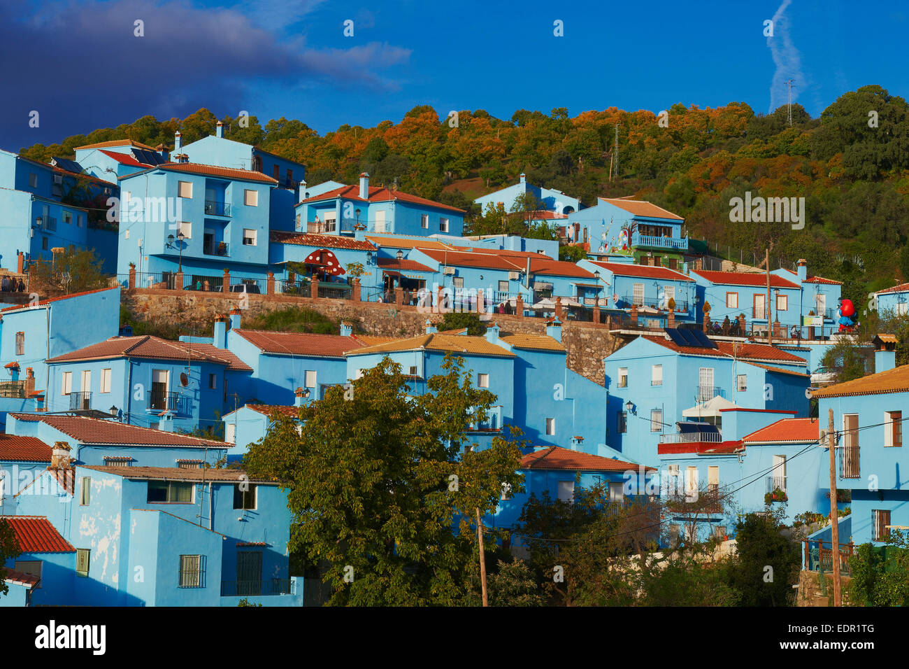 Juzcar, Genal Valley, Genal river valley, Serrania de Ronda. Smurfs ...