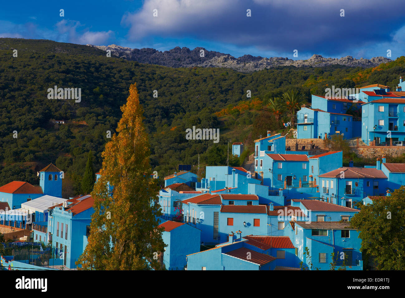 Juzcar, Genal Valley, Genal river valley, Serrania de Ronda. Smurfs ...