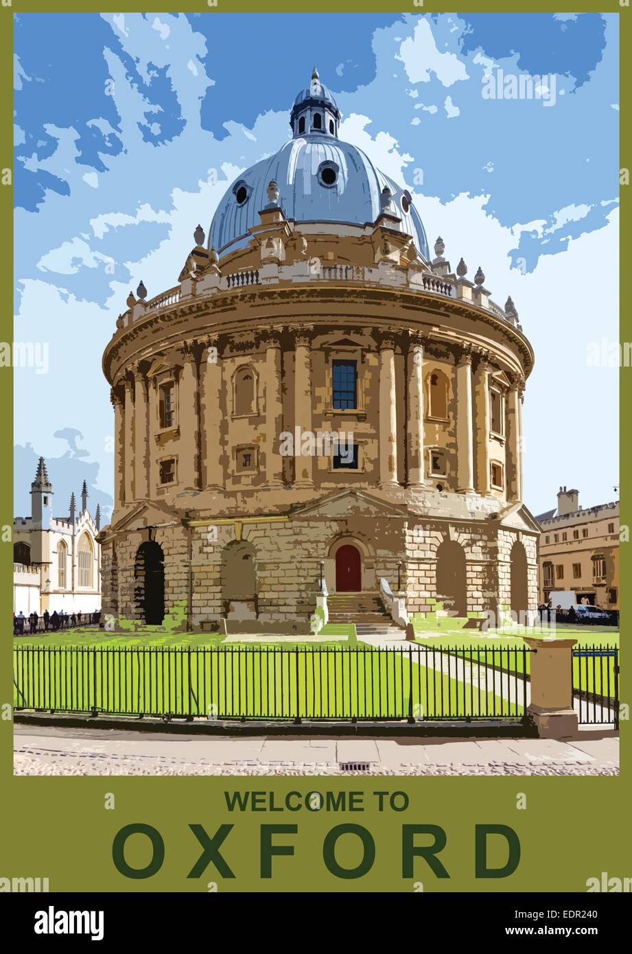 A poster style illustration of the Radcliffe Camera building, Oxford ...