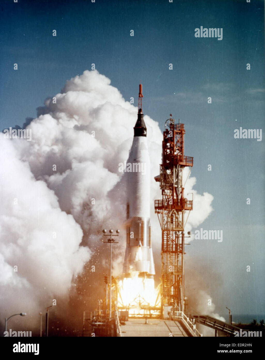 This photograph captures the Mercury-Atlas launch, a key moment in the ...