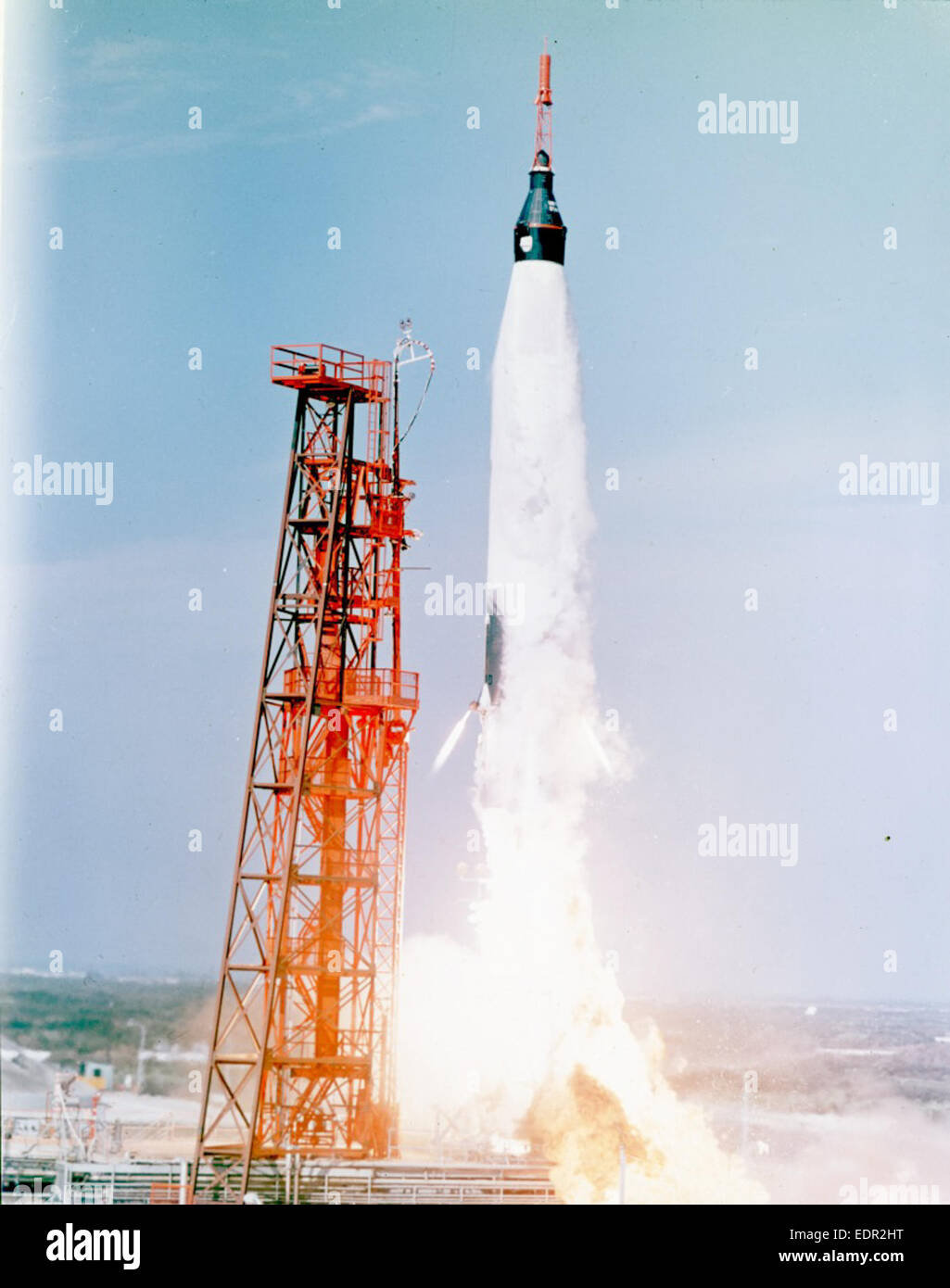This image captures the liftoff of the Mercury-Atlas rocket from Launch ...