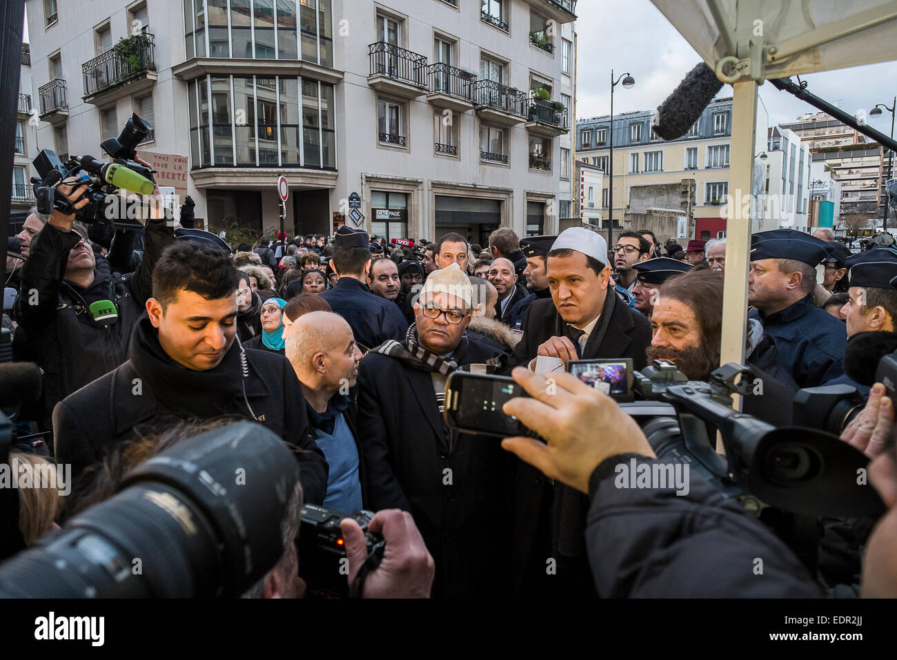 Paris, France. 8th Jan, 2015. Hassen Chalghoumi, imam of Drancy mosque ...