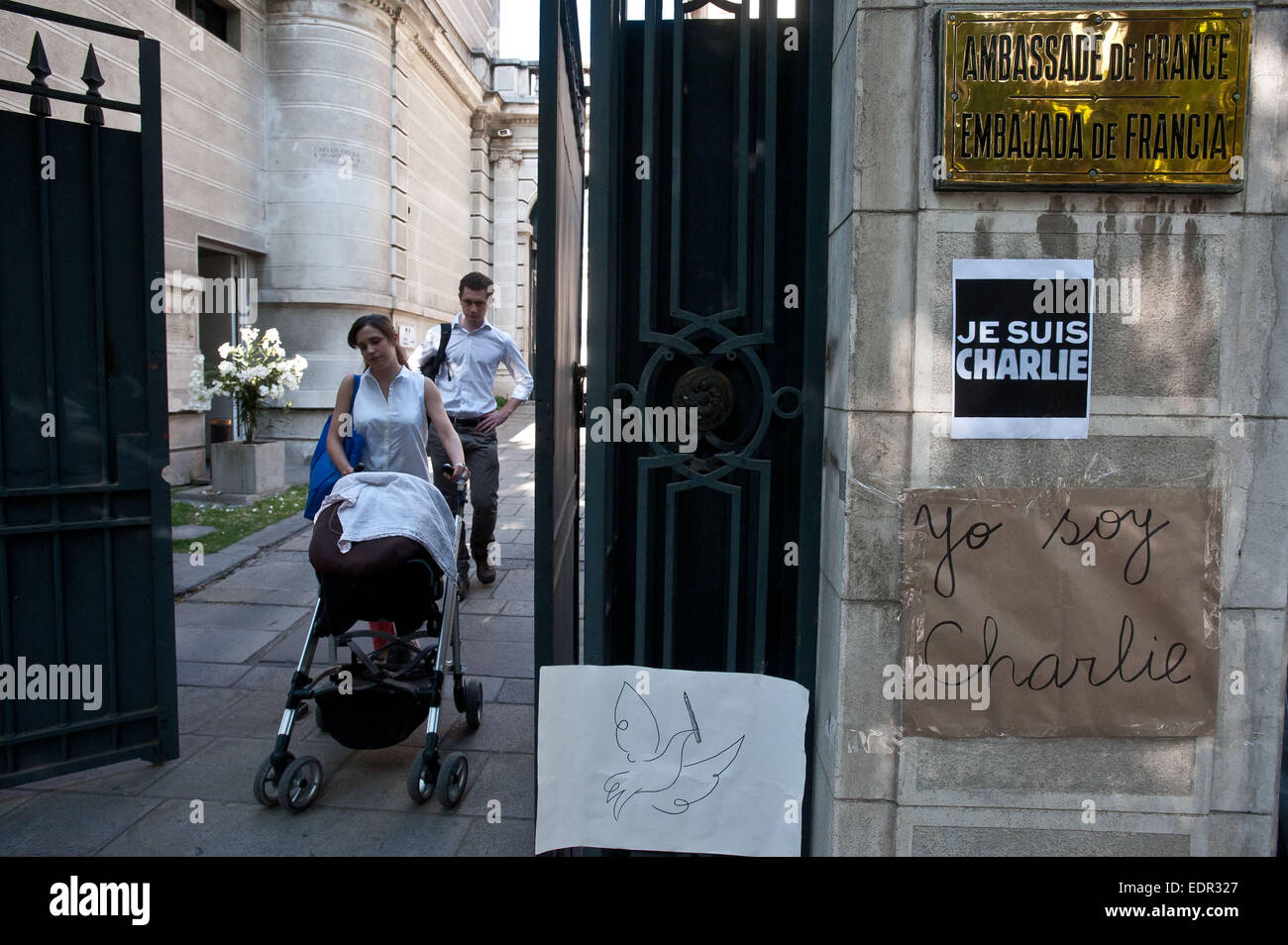 Santiago, Chile. 8th Jan, 2015. French citizens walk out of the French ...