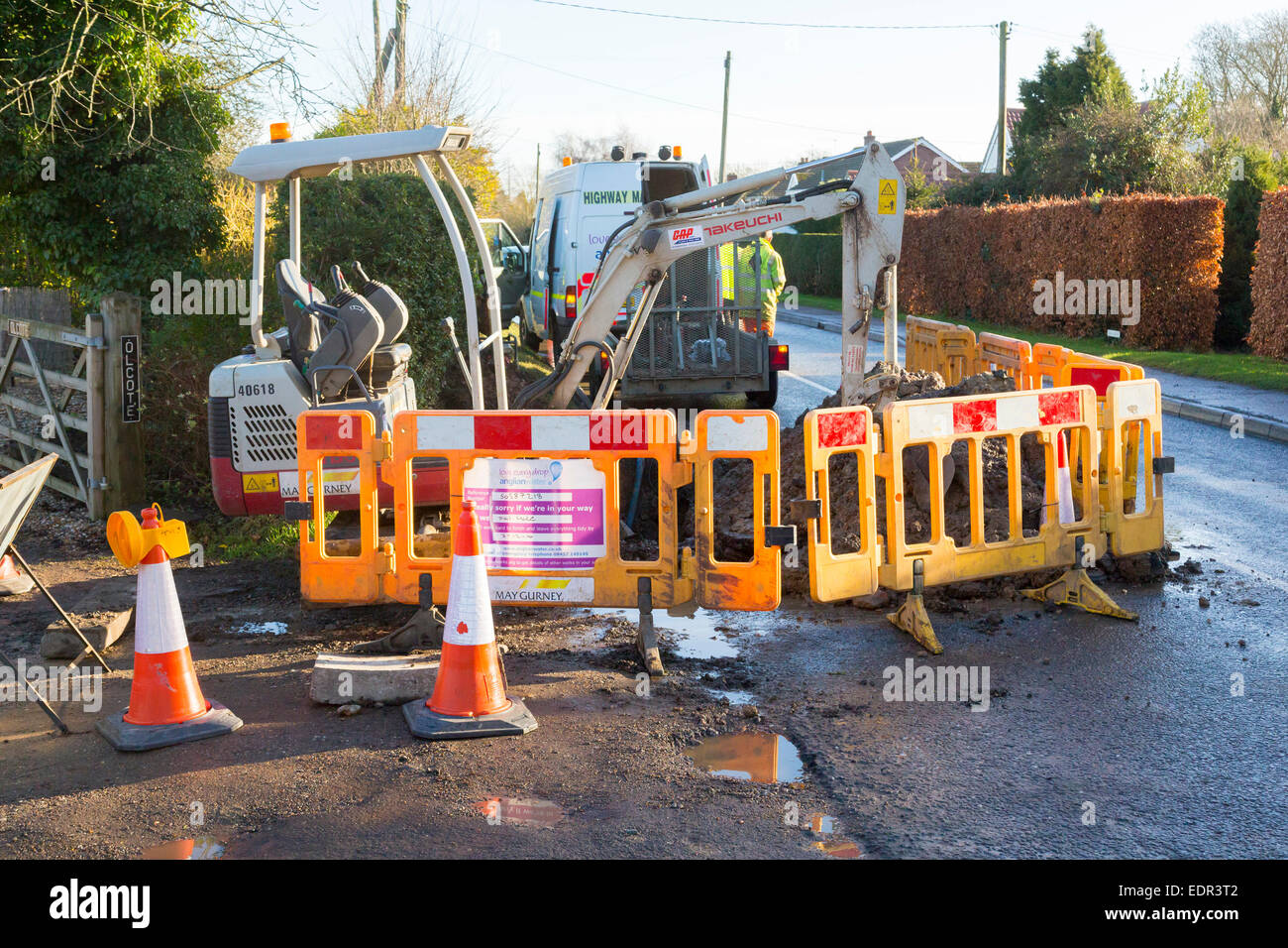 Roadworks in the UK Stock Photo - Alamy