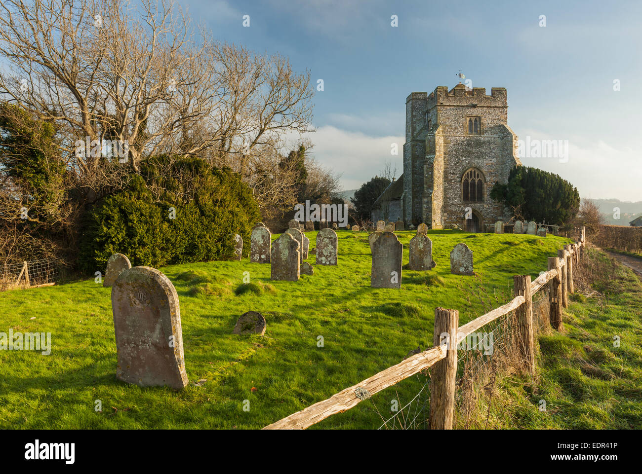 Winter afternoon at St Peter's church in Hamsey, East Sussex, England ...