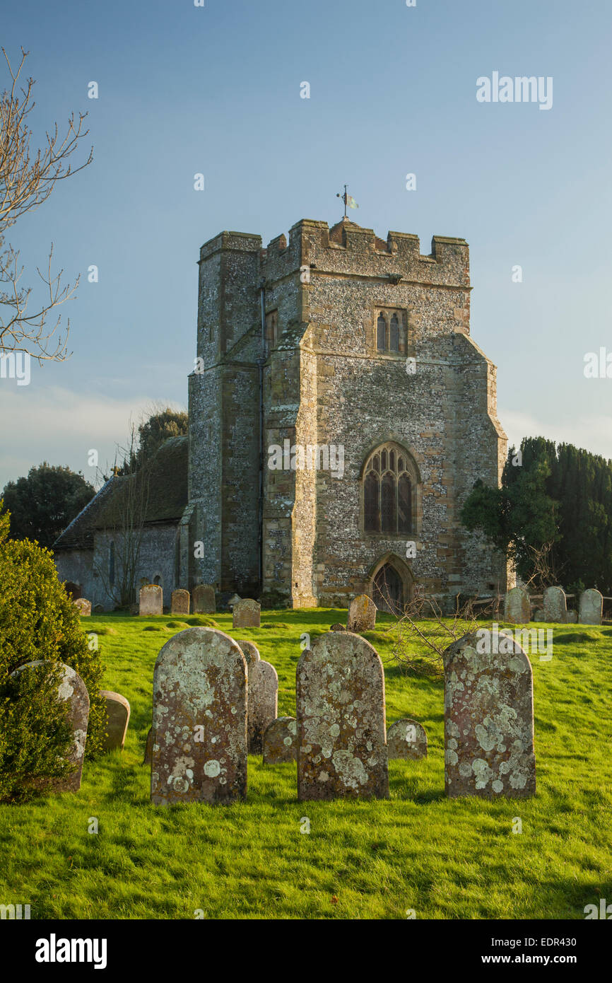 Winter afternoon at St Peter's church in Hamsey, East Sussex, England ...