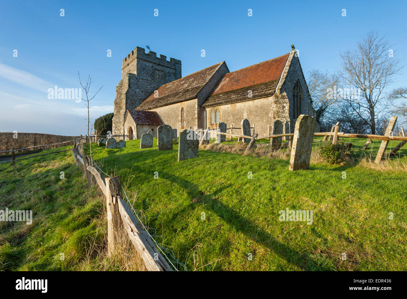 Winter afternoon at St Peter's church in Hamsey village, East Sussex ...