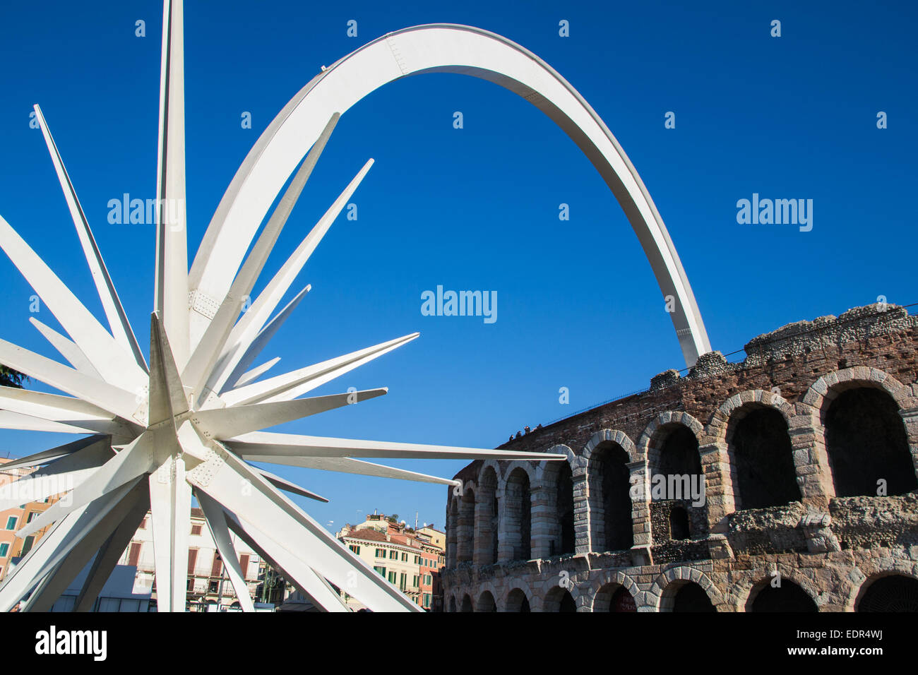 VERONA, ITALY - CIRCA DECEMBER 2014: The City installs for Christmas in ...