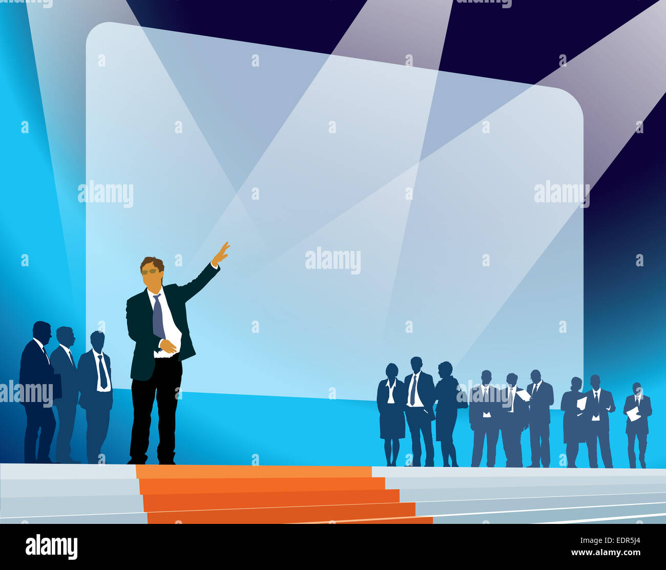 Crowd of businesspeople celebrating promotion of a new product Stock ...