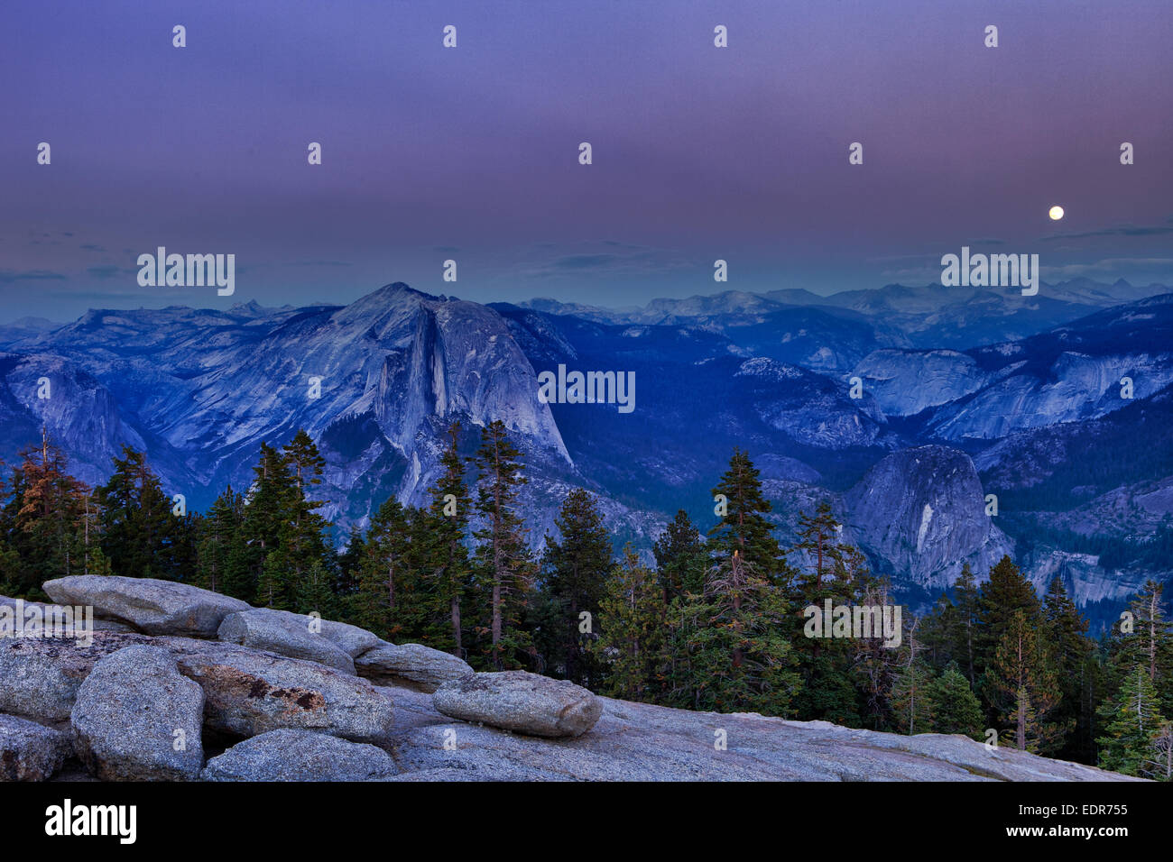 Half Dome,enlightened by the moon, from Sentinel Dome Stock Photo - Alamy