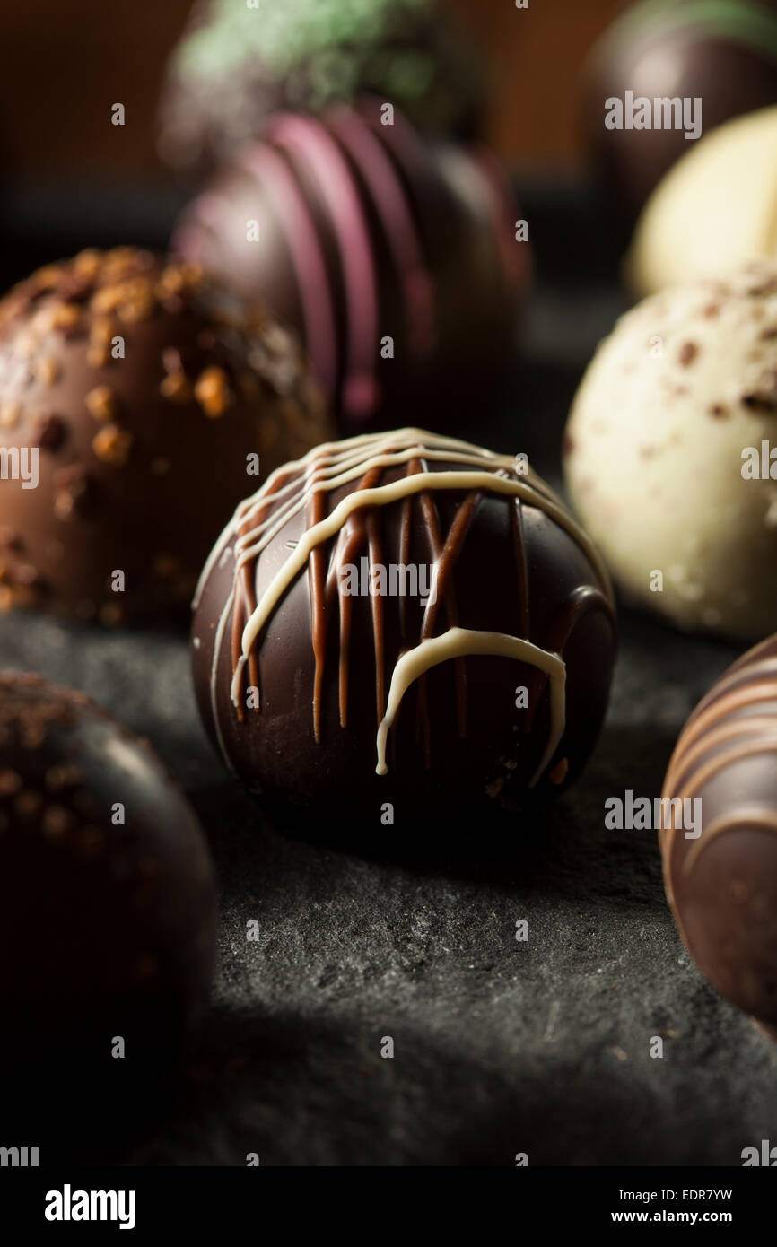 Fancy Dark Chocolate Truffles Ready to Eat Stock Photo - Alamy