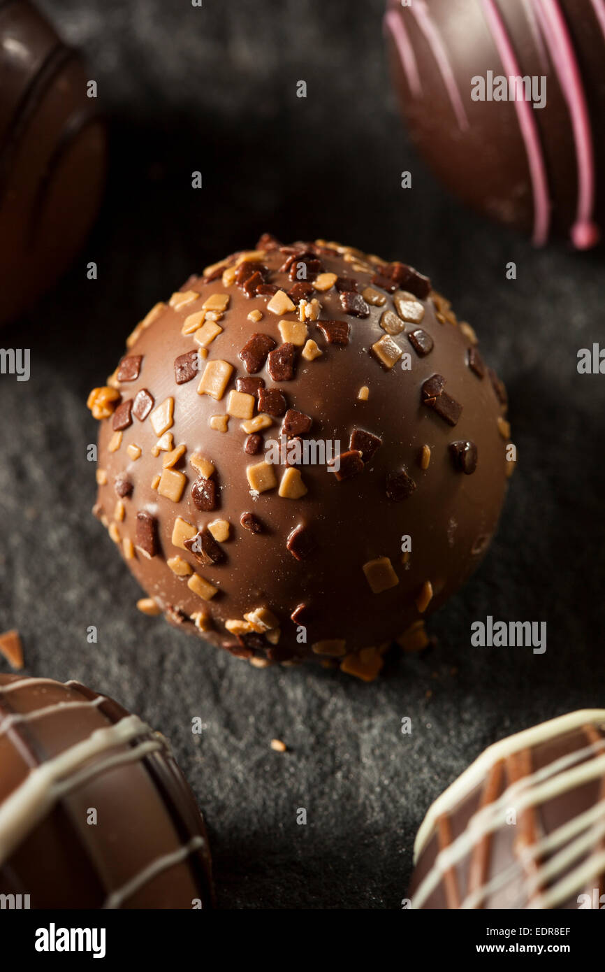 Fancy Dark Chocolate Truffles Ready to Eat Stock Photo - Alamy