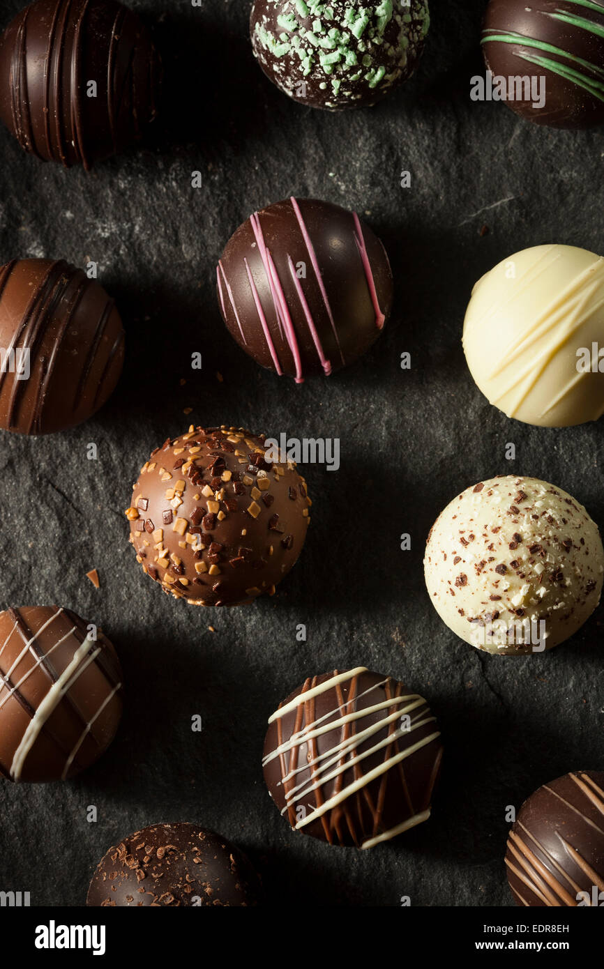 Fancy Dark Chocolate Truffles Ready to Eat Stock Photo - Alamy