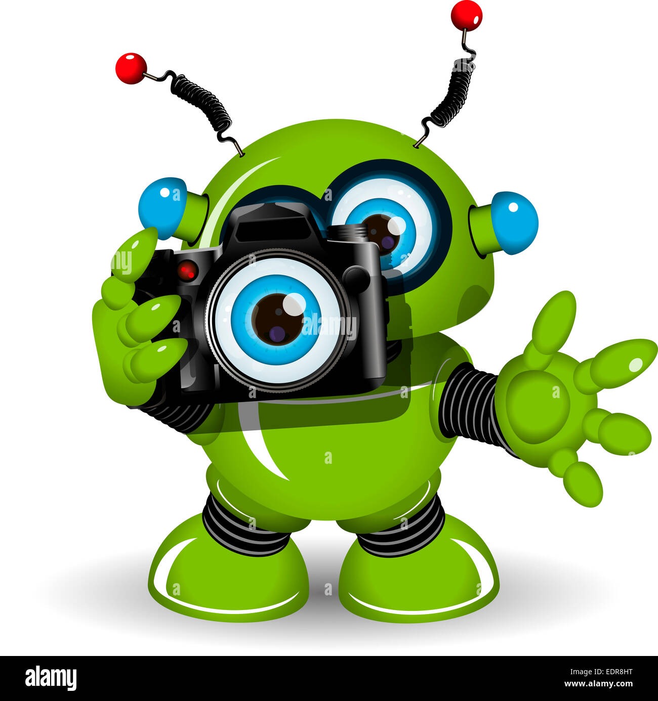 Illustration of a green robot with photo camera Stock Photo - Alamy