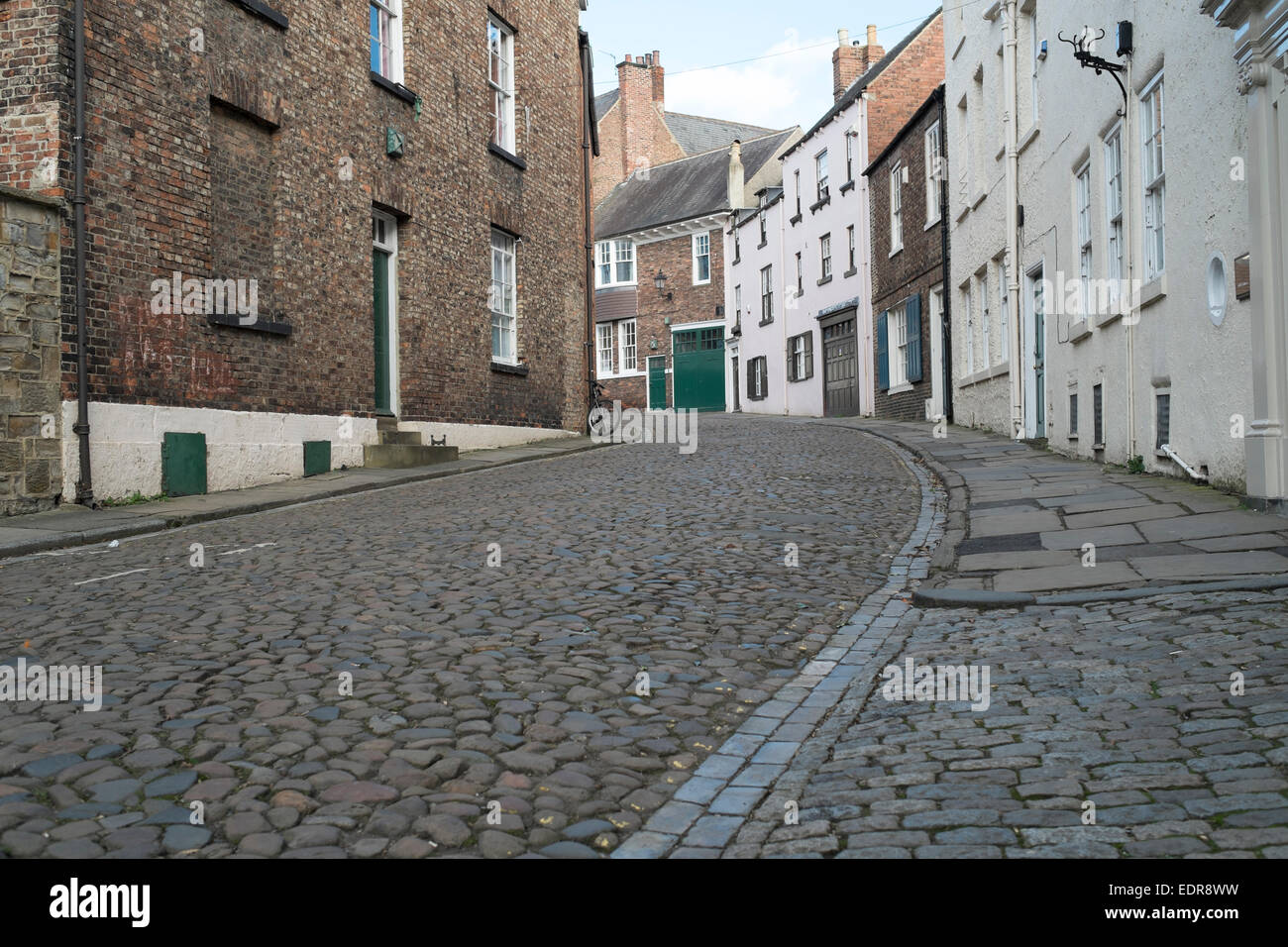 An old cobblestone street in Durham, in northeast England Stock Photo ...