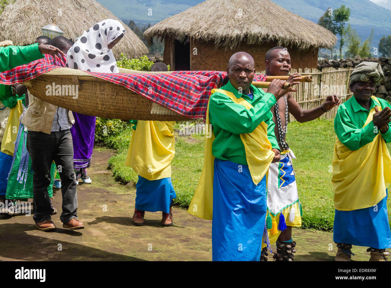 MUSANZE, RWANDA - NOVEMBER 5: Tribal ritual of the Batwa Tribe Perform ...