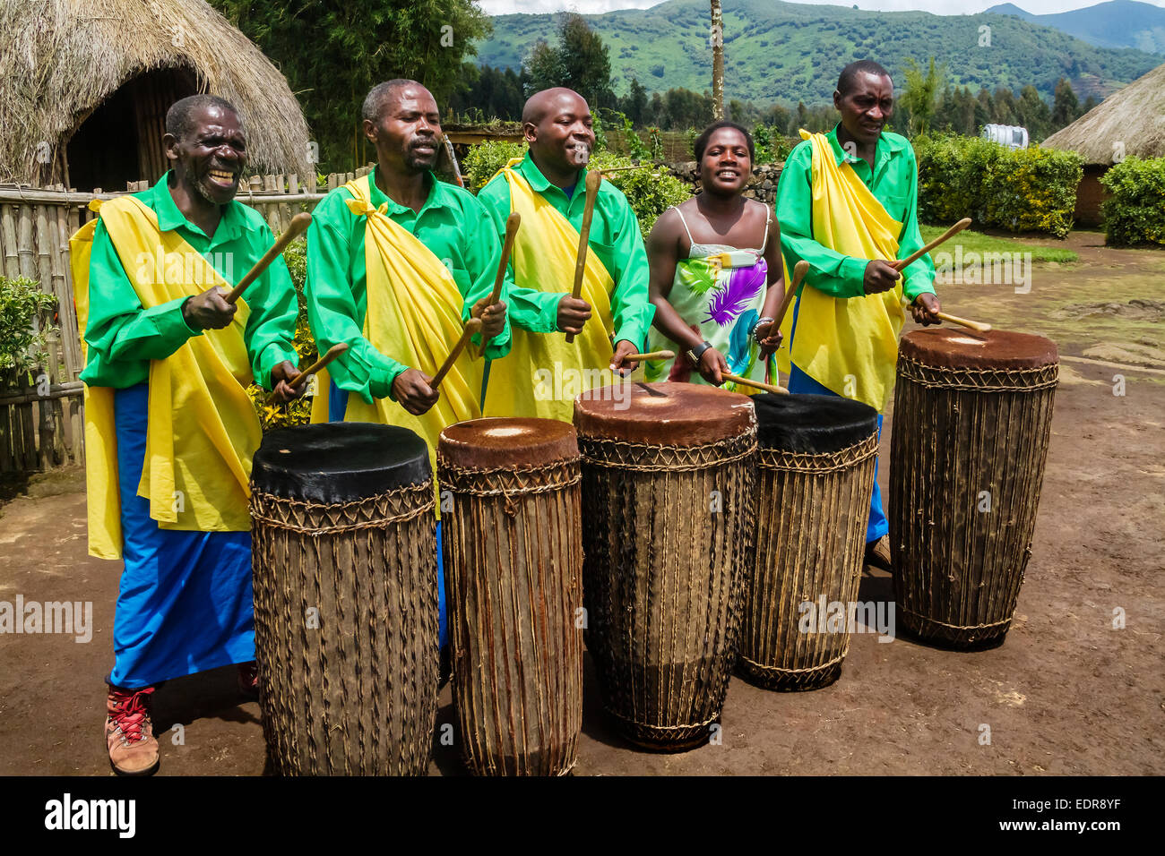MUSANZE, RWANDA - NOVEMBER 5: Tribal Drummers of the Batwa Tribe ...