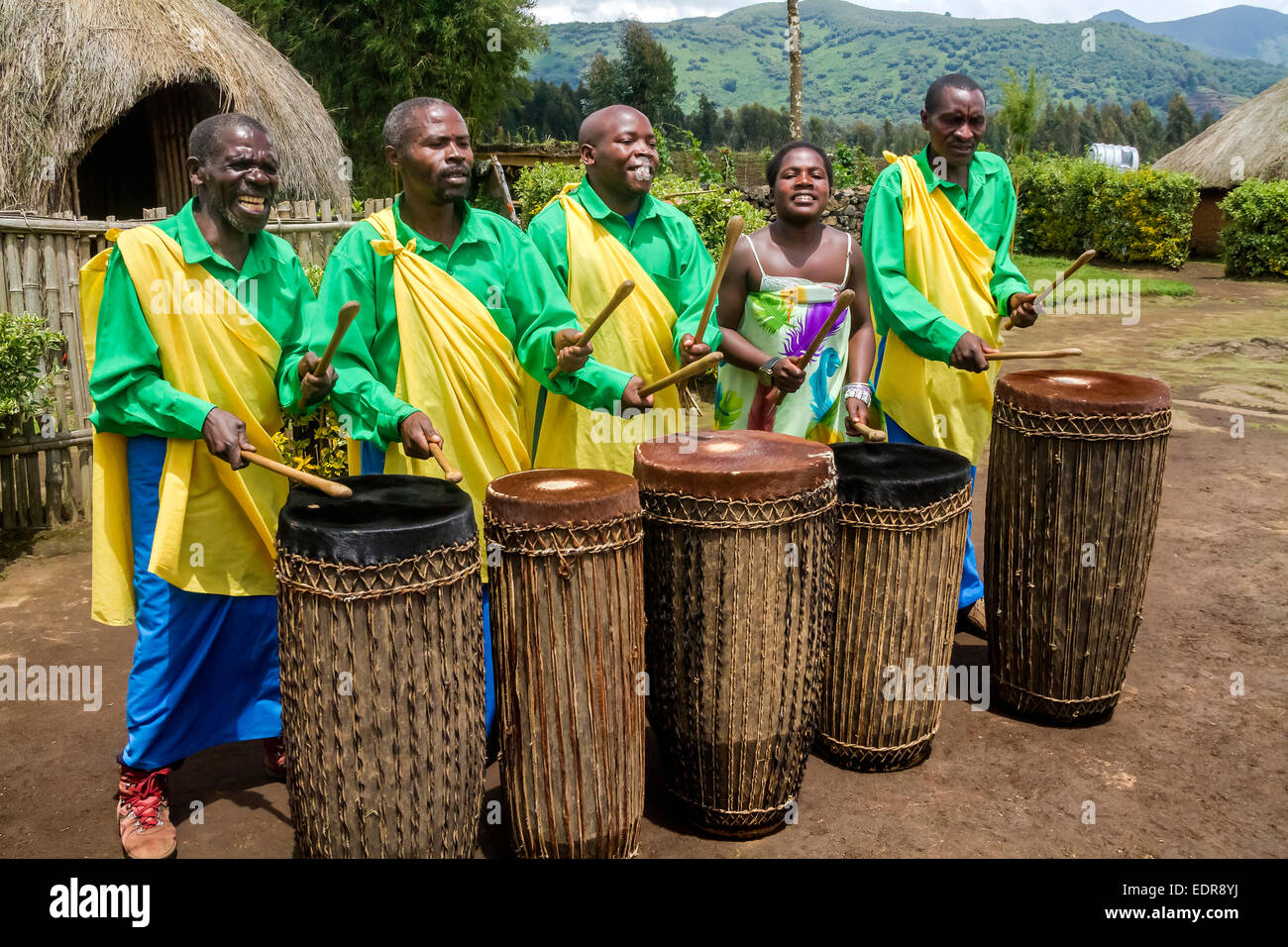 MUSANZE, RWANDA - NOVEMBER 5: Tribal Drummers of the Batwa Tribe ...