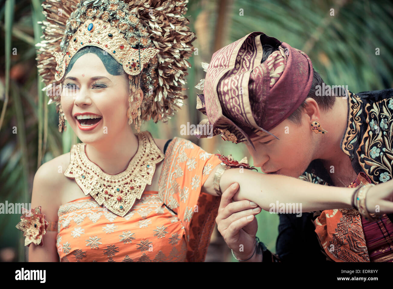 Couple enacting wedding scene in hi-res stock photography and images ...