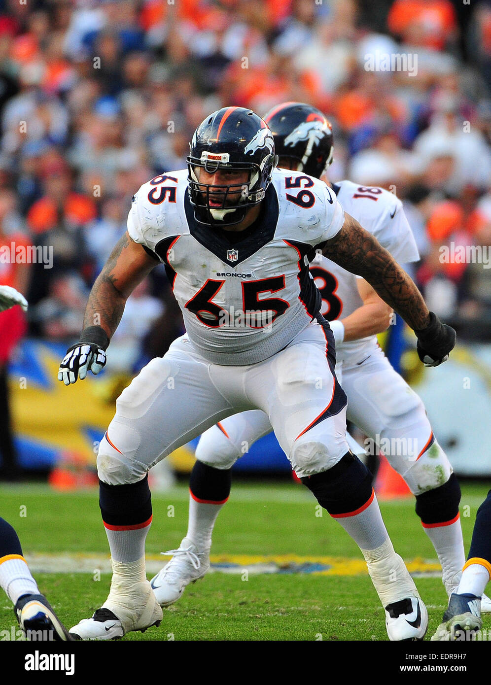December 14, 2014Denver Broncos guard Louis Vasquez #65 in action ...