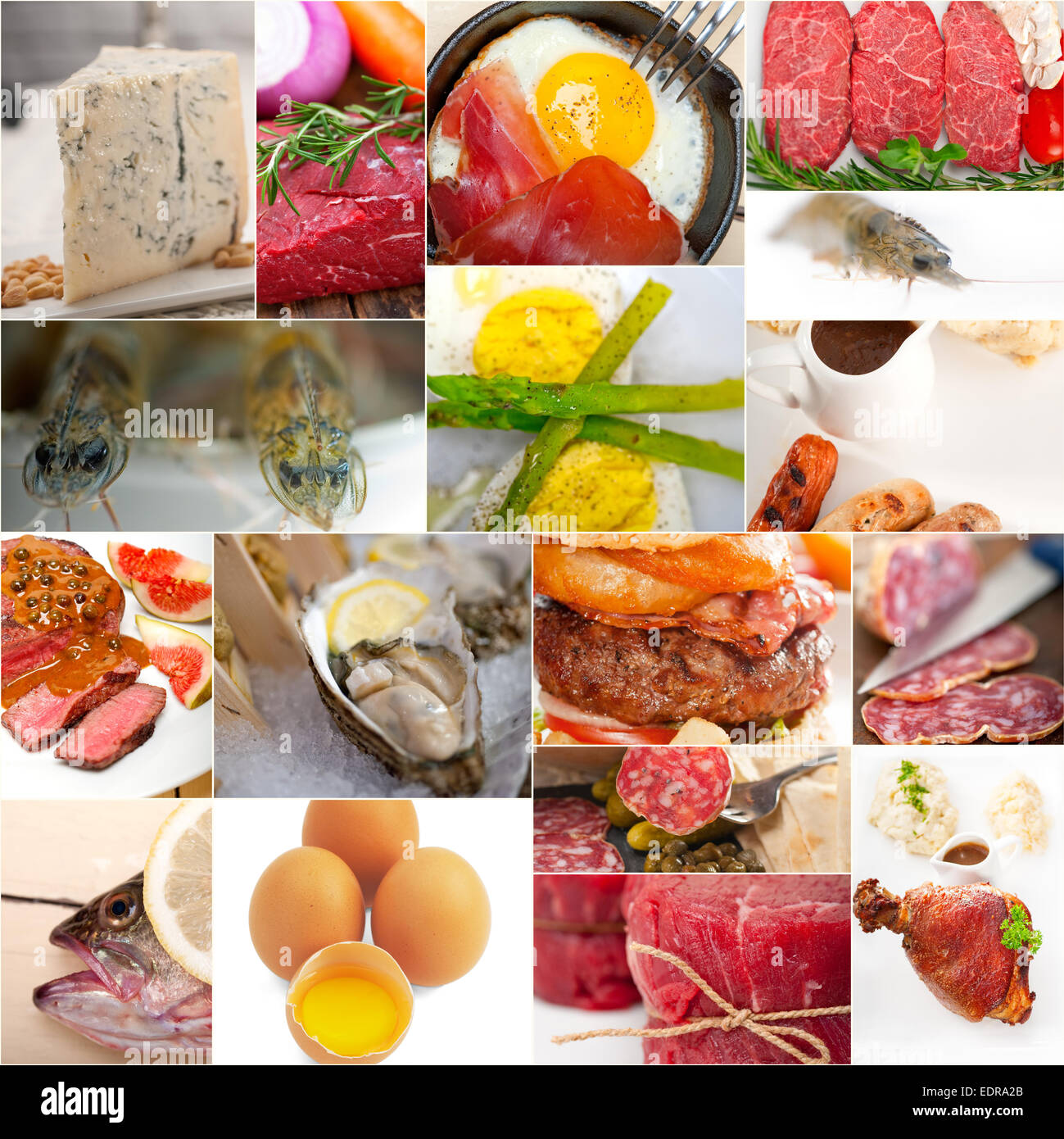 high protein food collection collage nested on white frame Stock Photo ...
