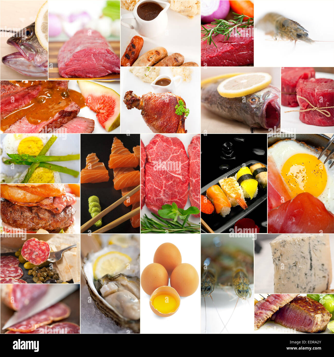 high protein food collection collage nested on white frame Stock Photo ...