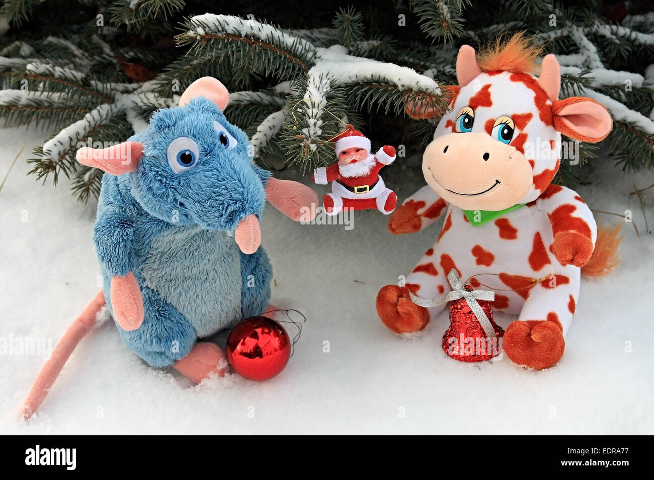 The year of rat says goodbye with the year of bull Stock Photo - Alamy