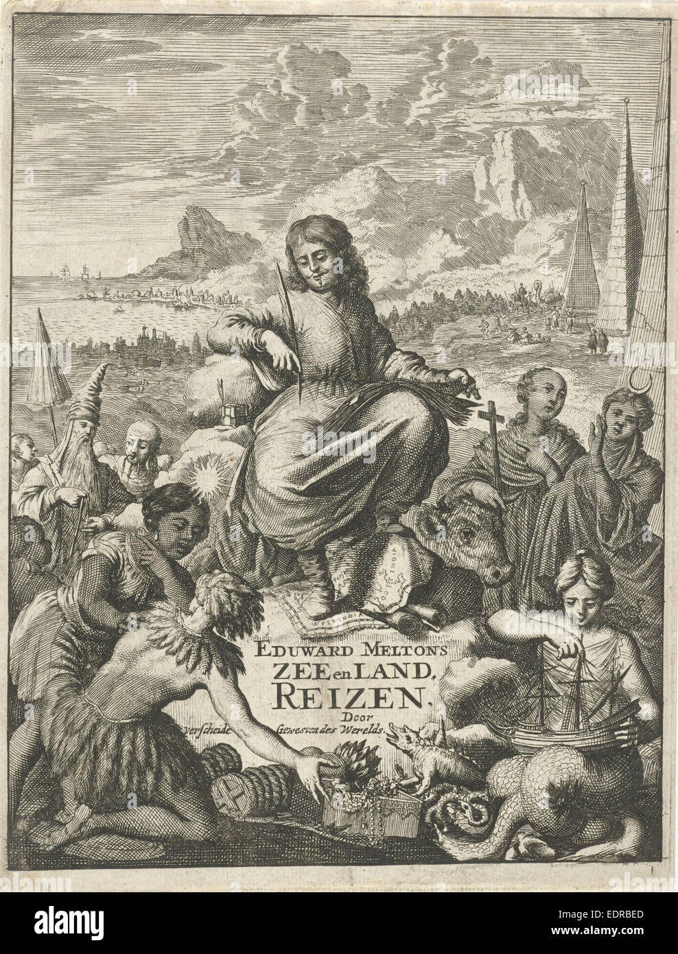 Edward Melton surrounded by personifications, Jan Luyken, Jan Claesz ...