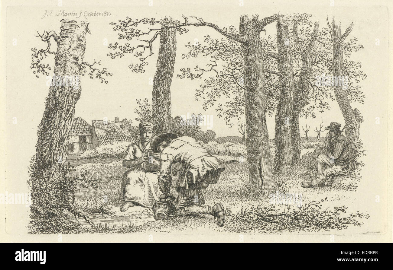 Figures among trees, Jacob Ernst Marcus, 1810 Stock Photo - Alamy