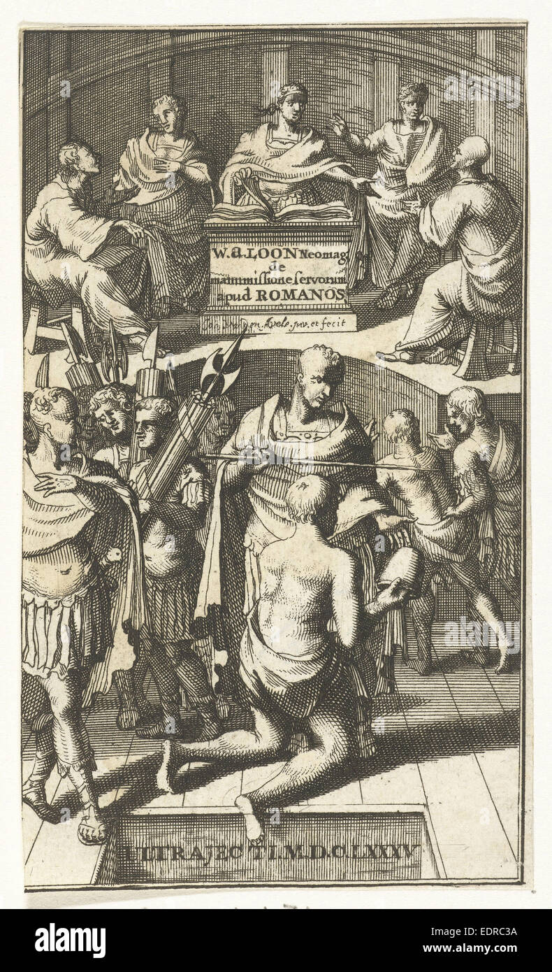 Prisoners are led in an antique courtroom by Roman soldiers for the ...