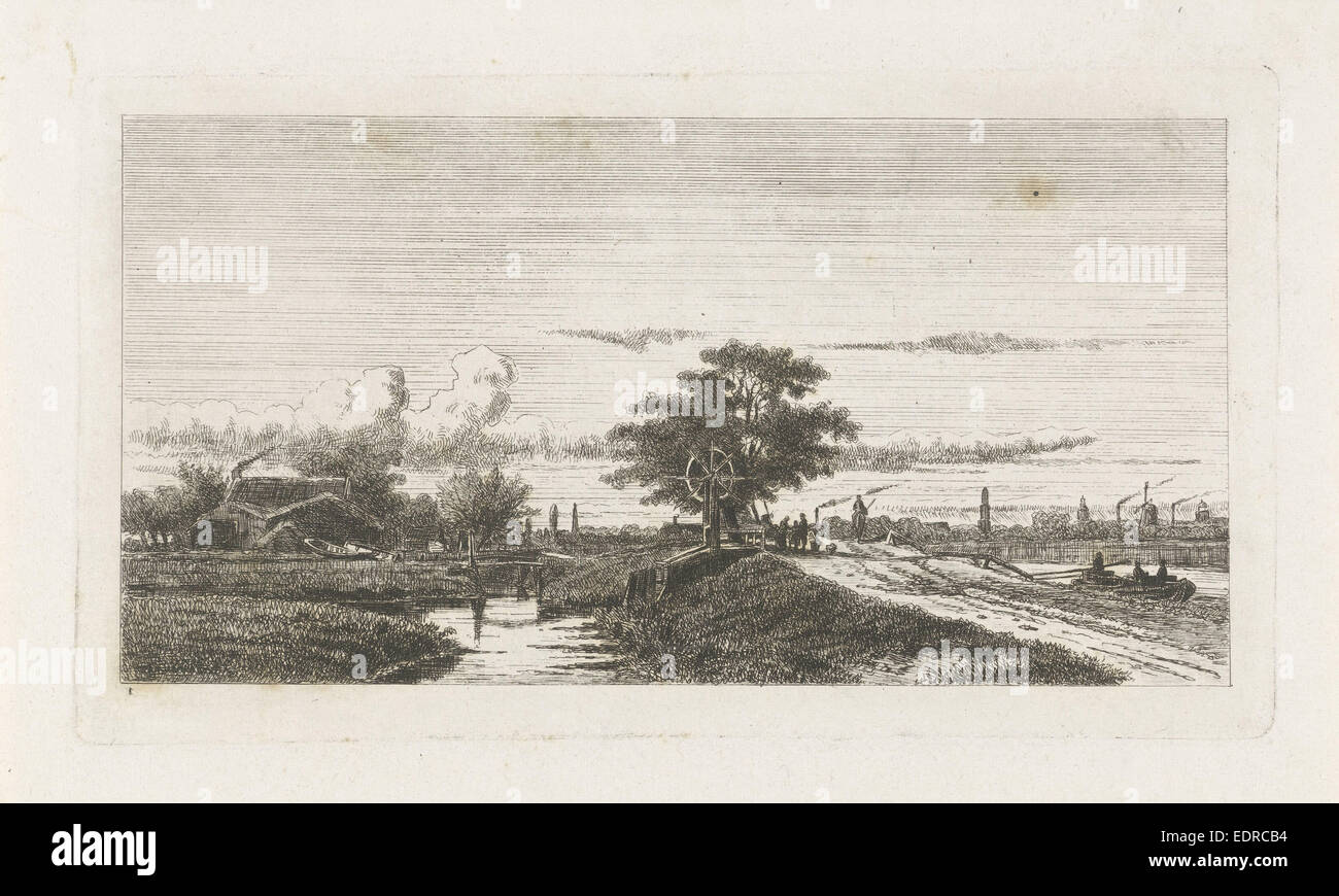 Landscape with ditches, Jan van Lokhorst, 1858 Stock Photo - Alamy