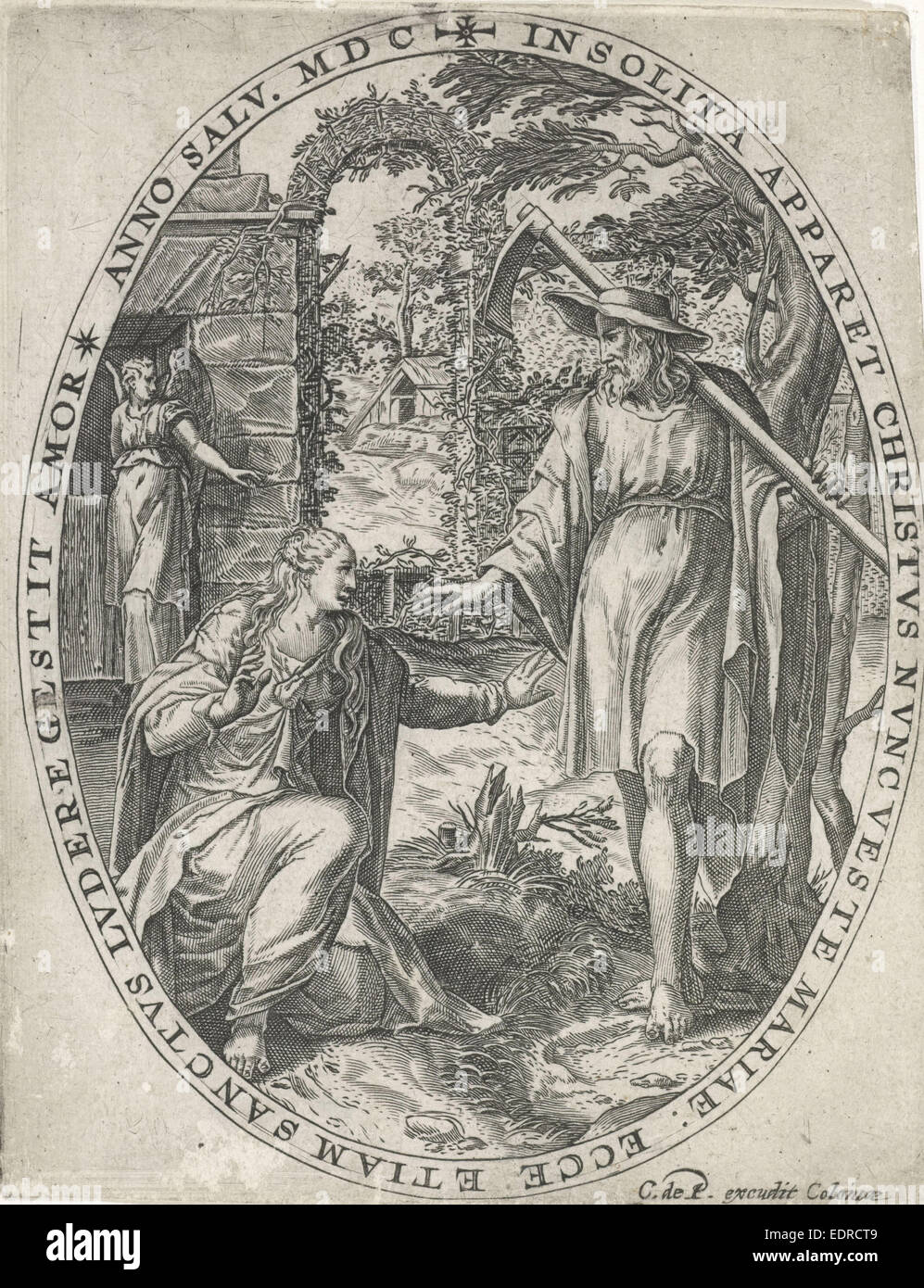 Christ appears to Mary Magdalene as a gardener, Crispijn van de Passe (I), 1600 Stock Photo - Alamy