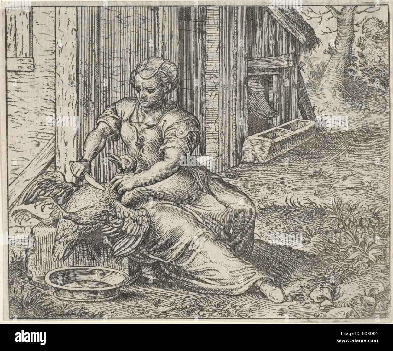 Fable of the woman and the chicken, Aegidius Sadeler, Marcus Gheeraerts ...